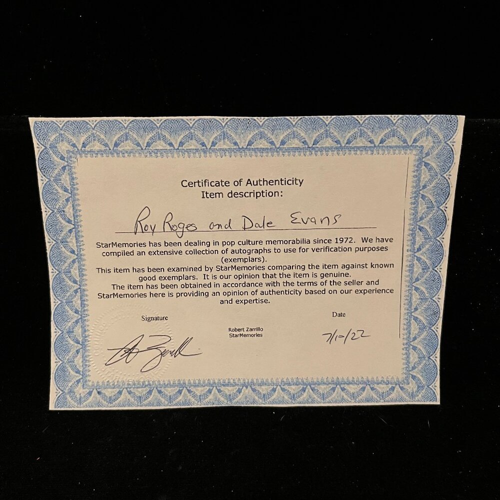 Art | Roy Rogers Dale Evans Signed Autographed 8x1 Color Photo W Coa ...